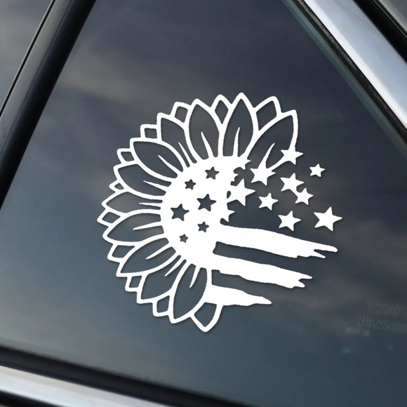Hand Crafted | Other | Sunflower Flag Car Window Decal White | Poshmark